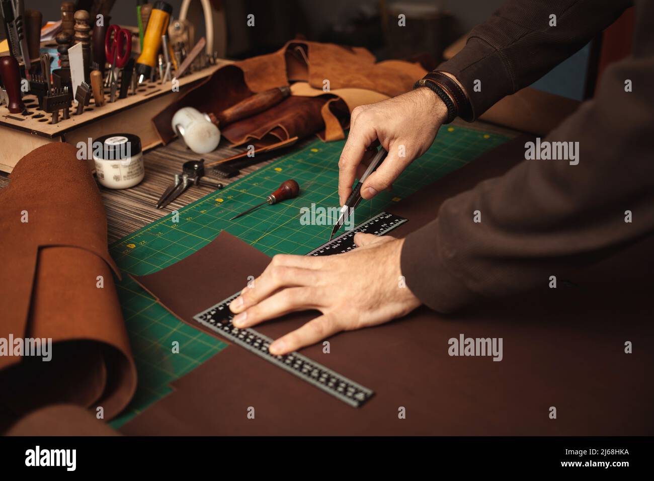 Hand cut leather art hi-res stock photography and images - Alamy