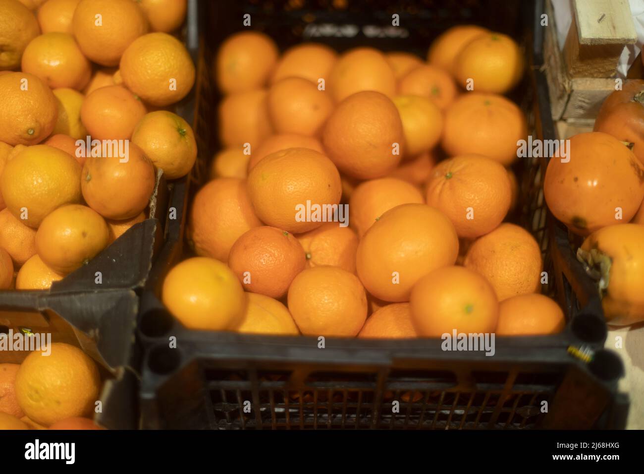 Passion fruit in basket. Fruit box. Passion fruit at vegetable market ...