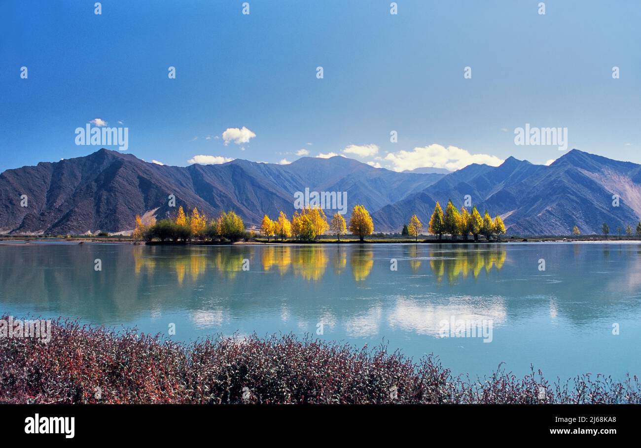 Tibet Lhasa river autumn Stock Photo - Alamy