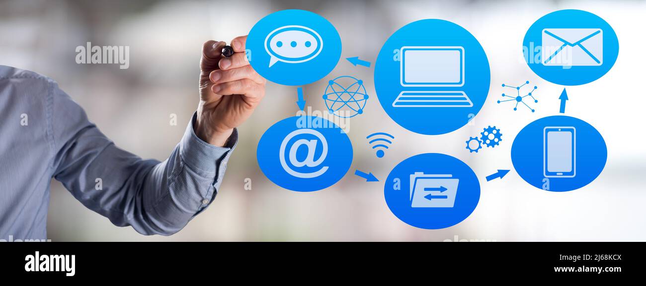 Man drawing an email sending concept Stock Photo - Alamy