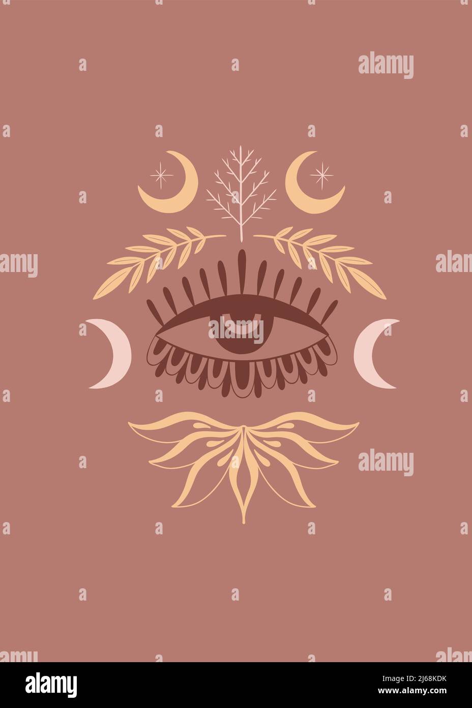 Mystic aesthetic witch mage composition print. Hand draw black color ...