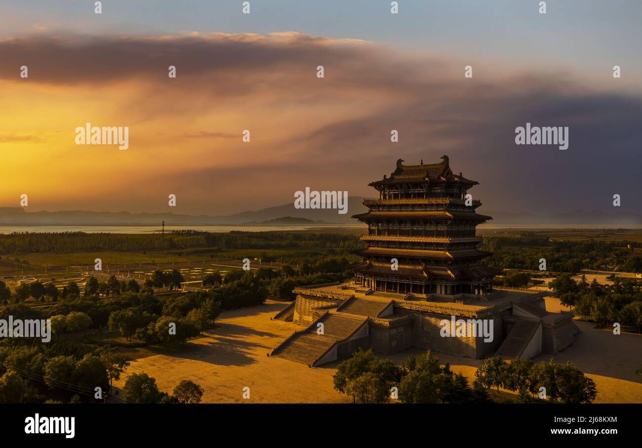 The ancient and modern China shanxi yuncheng Yellow River shore of ...