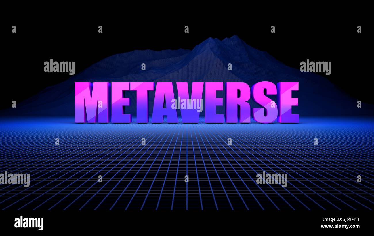 3d Metaverse background concept. Futuristic digital landscape in ...
