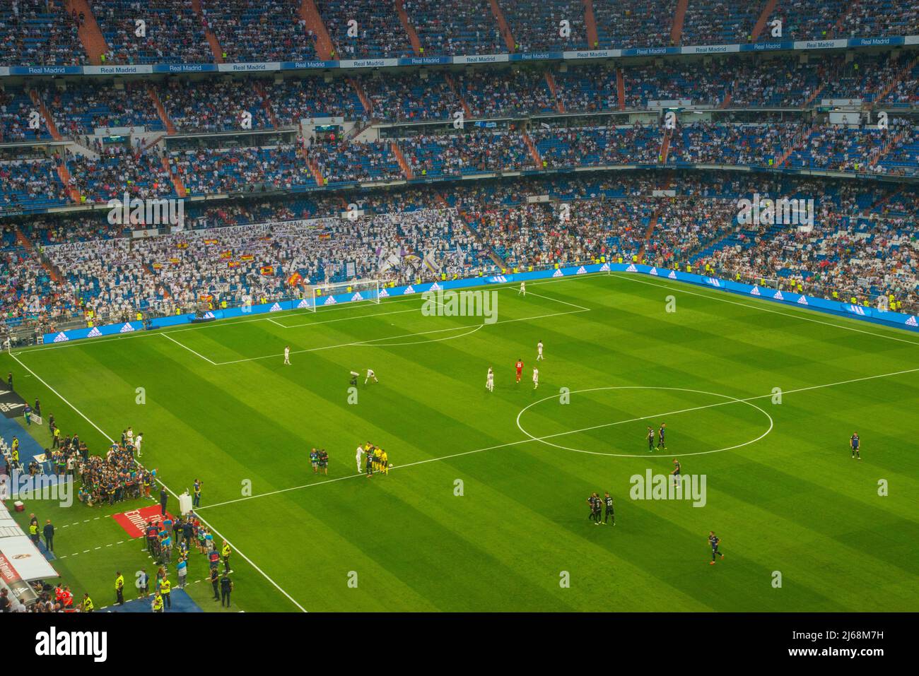 Santiago Bernabeu stadium during a football match. Madrid, Spain Stock ...