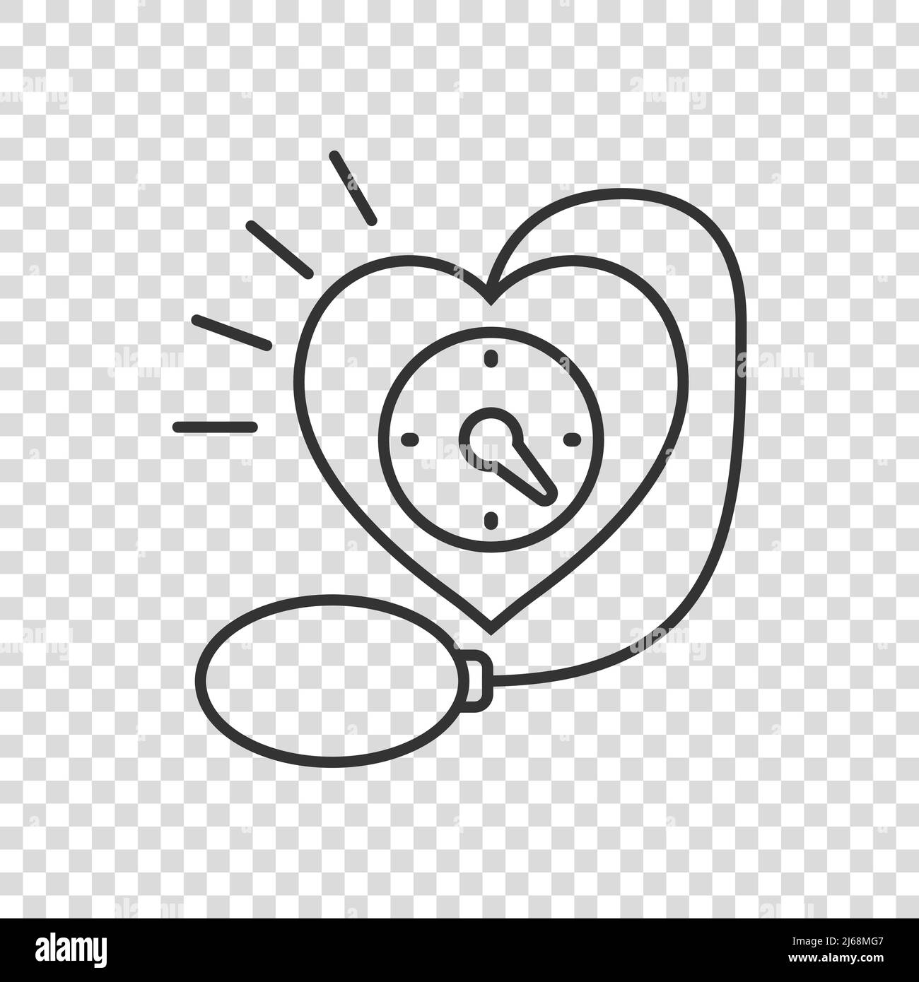 Arterial blood pressure icon in flat style. Heartbeat monitor vector ...