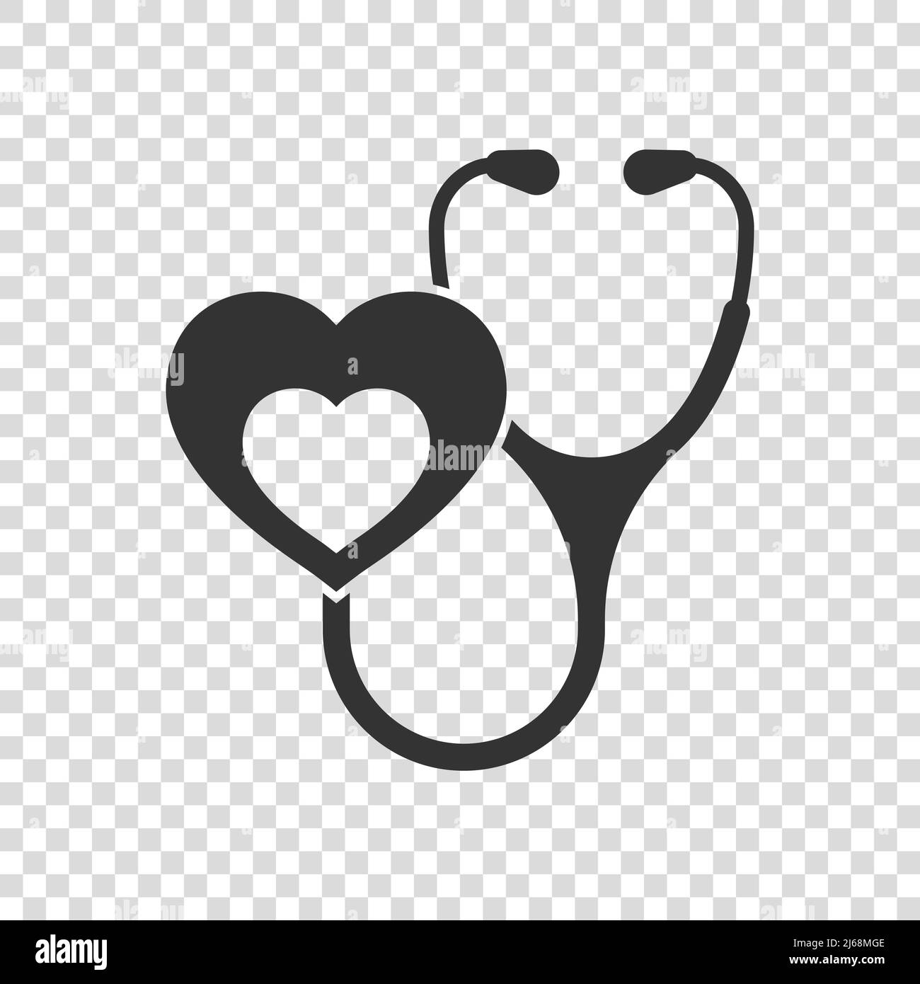Stethoscope icon in flat style. Heart diagnostic vector illustration on ...