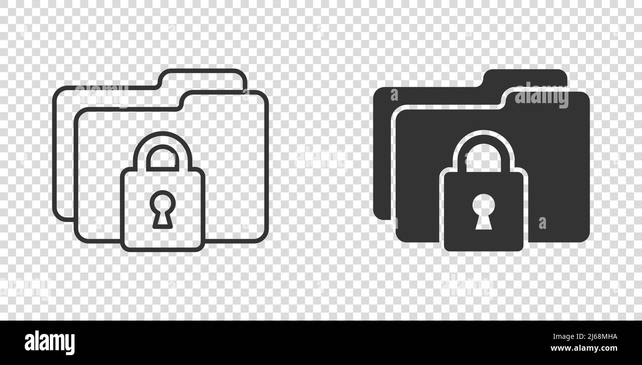 Files folder permission icon in flat style. Document access vector illustration on isolated ...