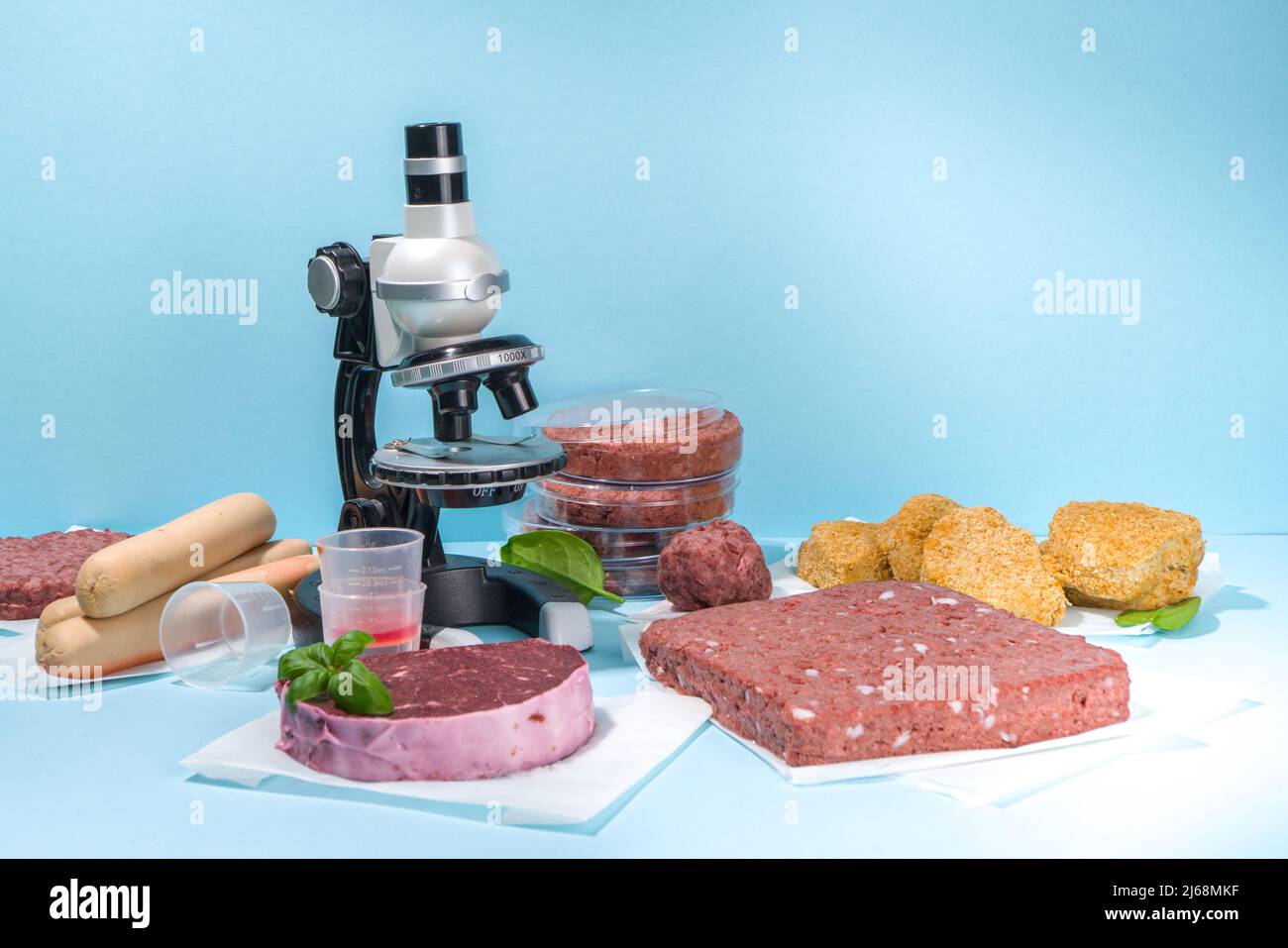 Lab grown meat alternatives concept, Various laboratory grown meat ...