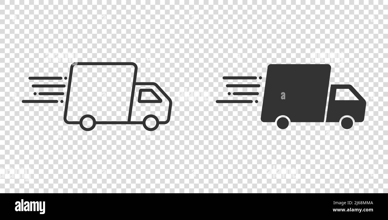 Shipping fast icon in flat style. Delivery truck vector illustration on ...