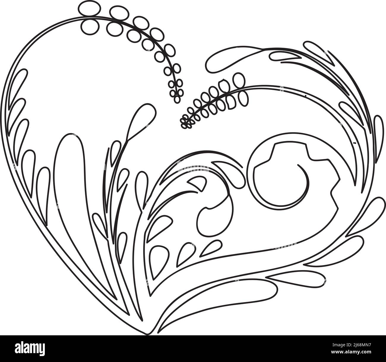 vector drawing black background plant design love Stock Photo - Alamy