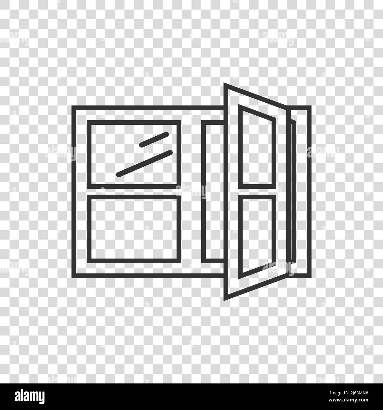 Window icon in flat style. Casement vector illustration on isolated ...