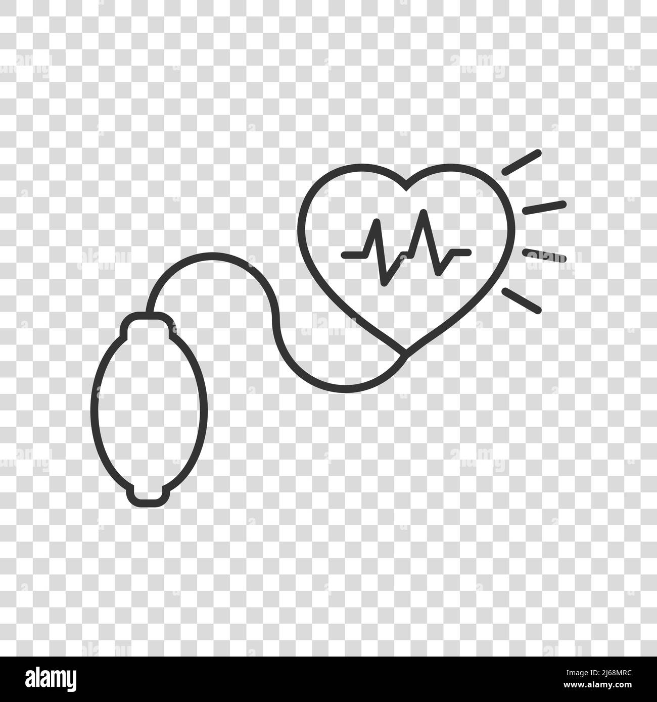 Arterial blood pressure icon in flat style. Heartbeat monitor vector ...