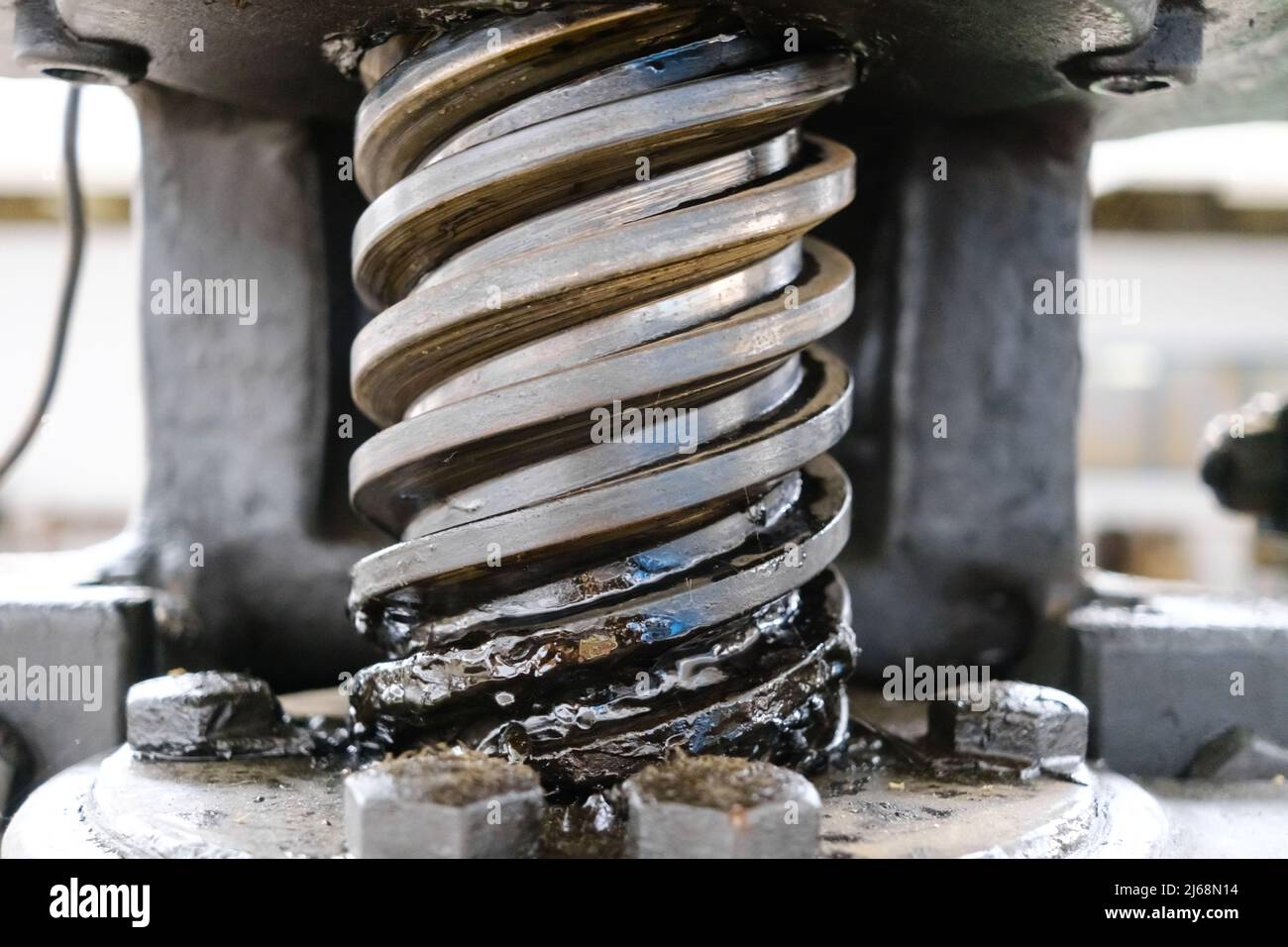 Industrial manual spindle press, detail of the greased screw Stock ...