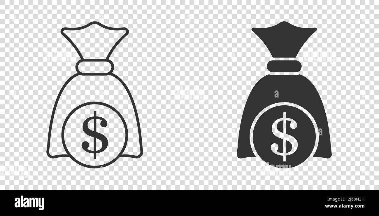 Money bag icon in flat style. Moneybag vector illustration on isolated ...
