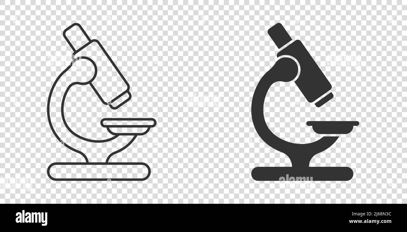 Microscope icon in flat style. Laboratory magnifier vector illustration ...