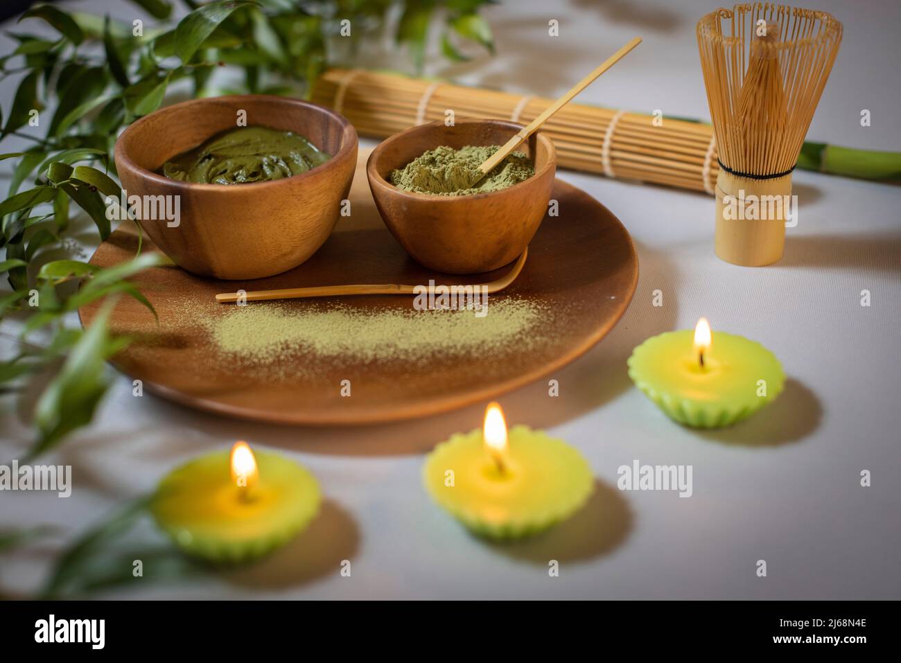 Organic face cream made out of matcha powder Stock Photo - Alamy