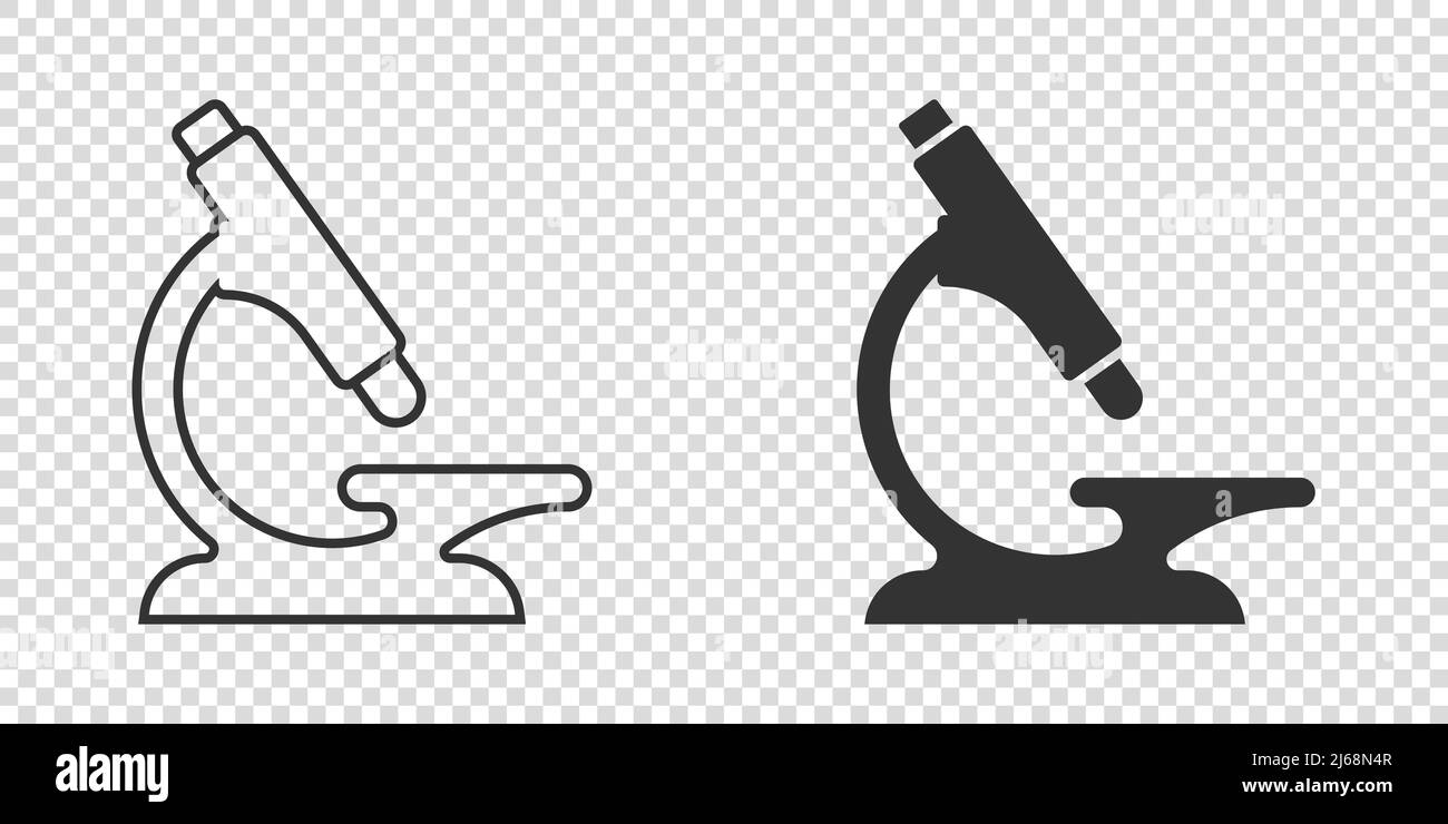Microscope icon in flat style. Laboratory magnifier vector illustration ...