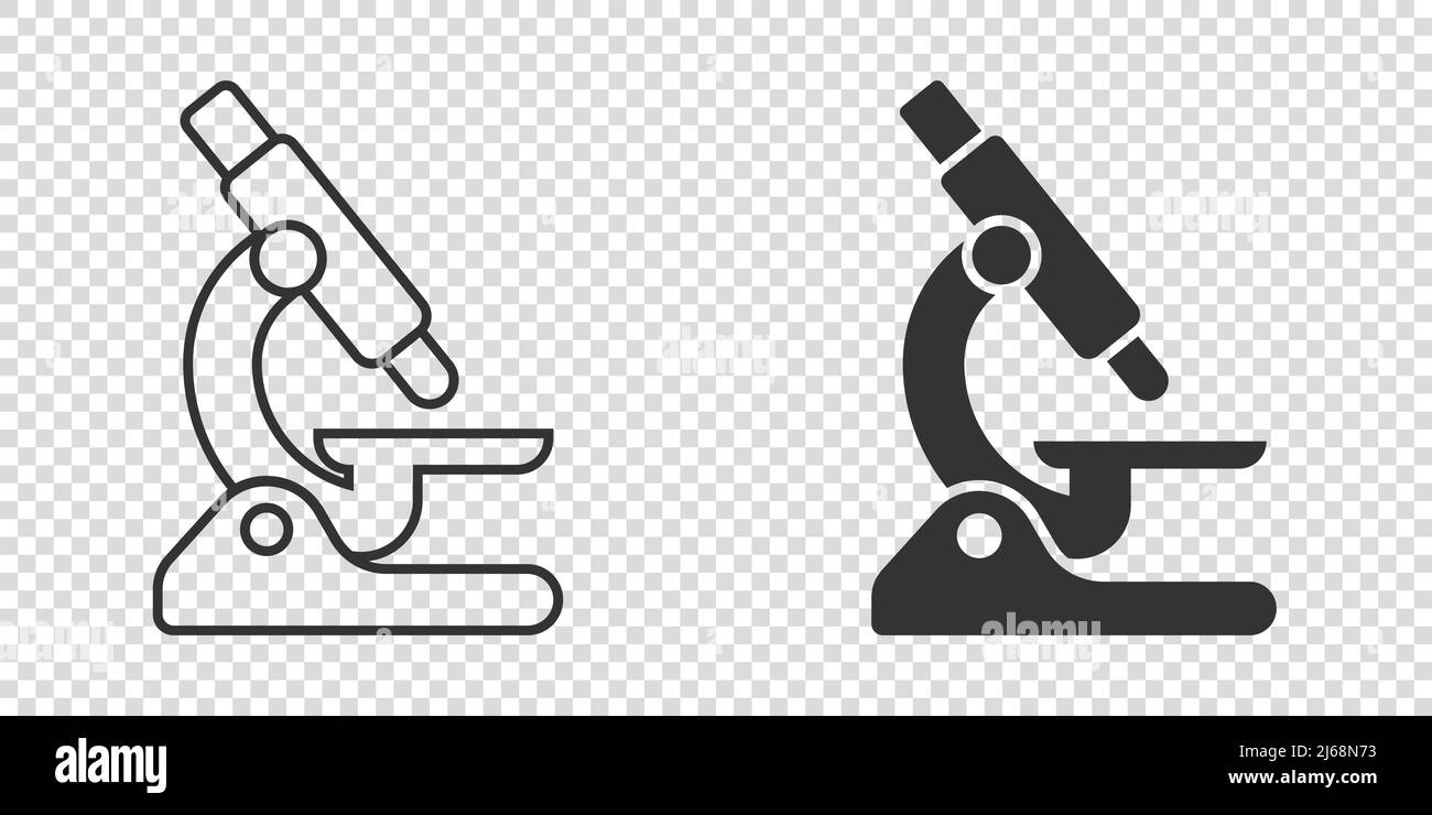 Microscope icon in flat style. Laboratory magnifier vector illustration ...