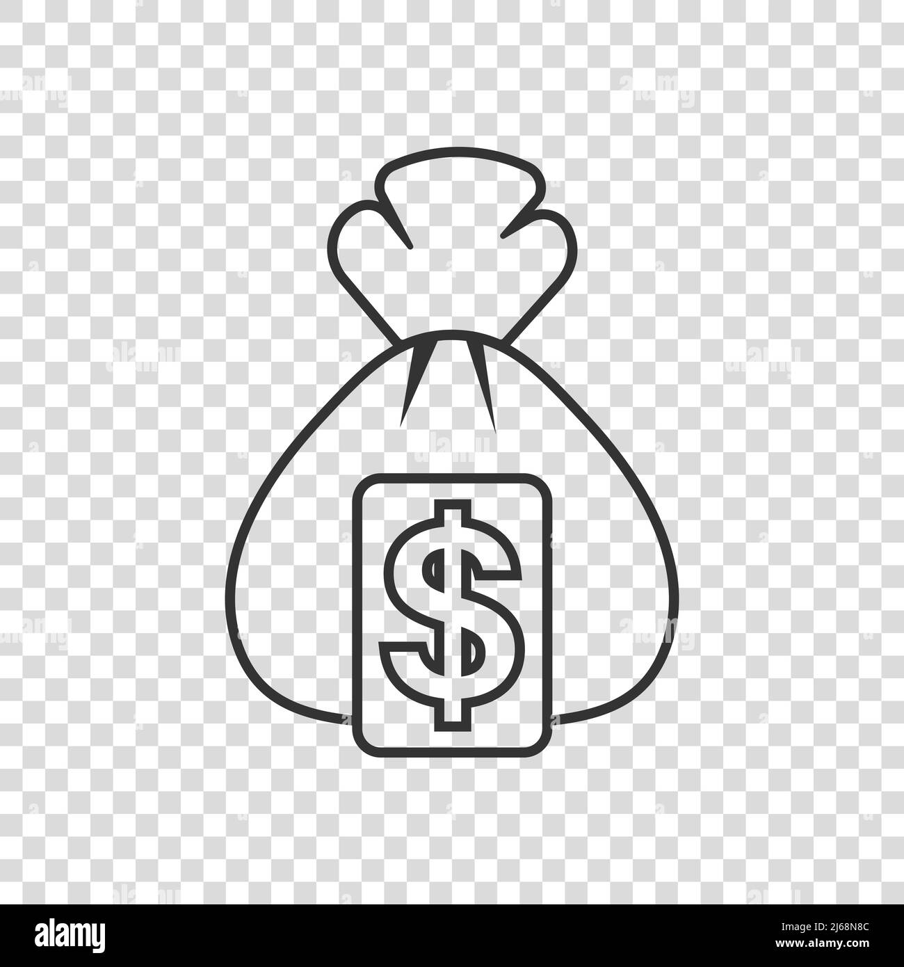 Money bag icon in flat style. Moneybag vector illustration on isolated ...