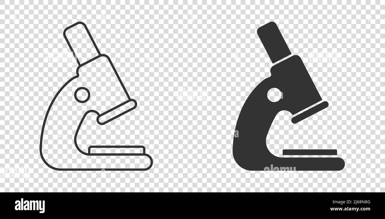 Microscope icon in flat style. Laboratory magnifier vector illustration ...