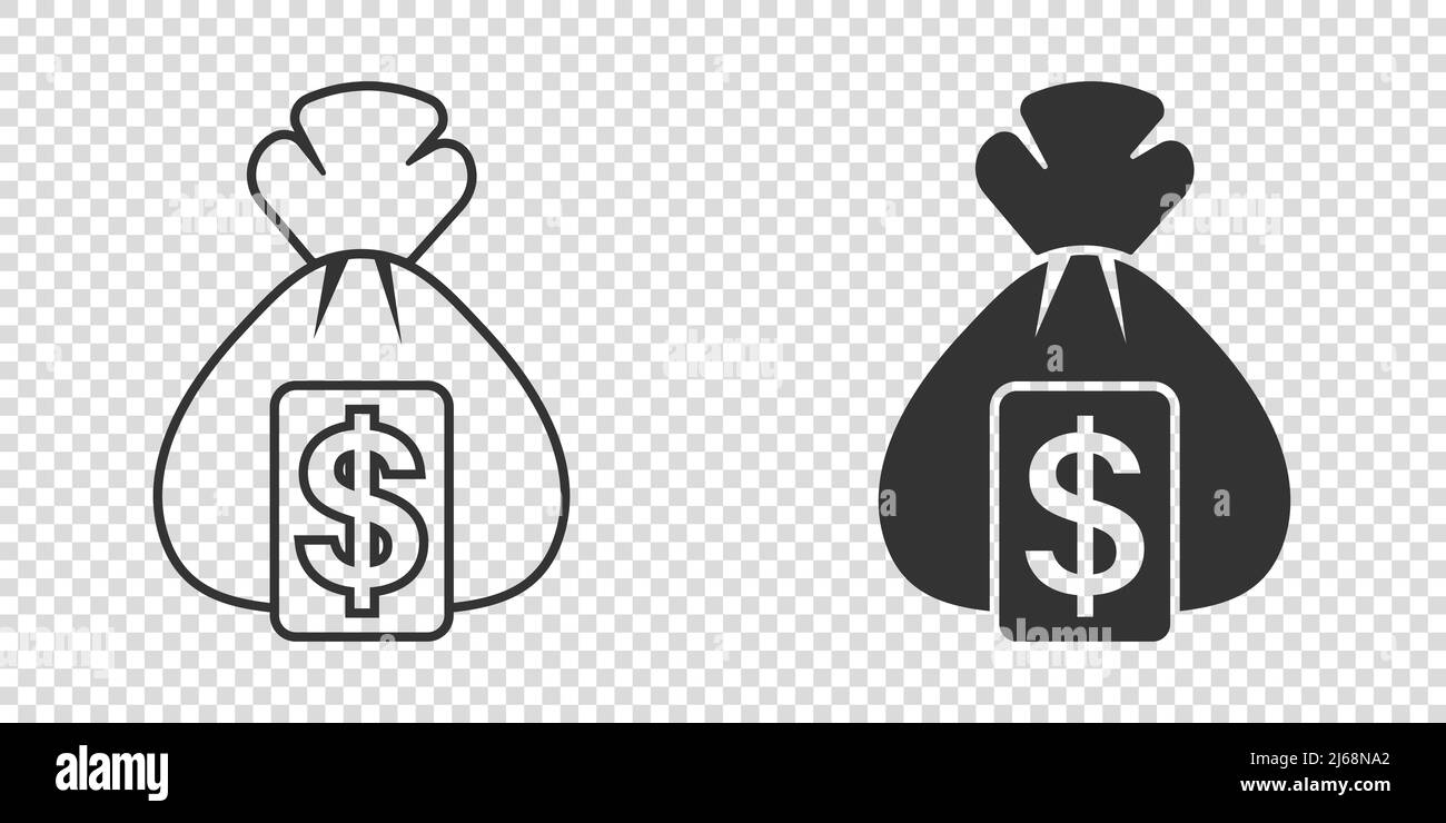 Money bag icon in flat style. Moneybag vector illustration on isolated ...