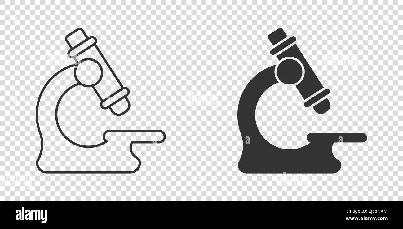 Microscope icon in flat style. Laboratory magnifier vector illustration ...