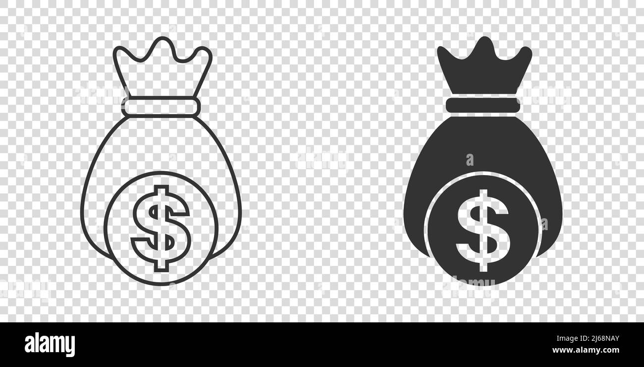 Money bag icon in flat style. Moneybag vector illustration on isolated ...