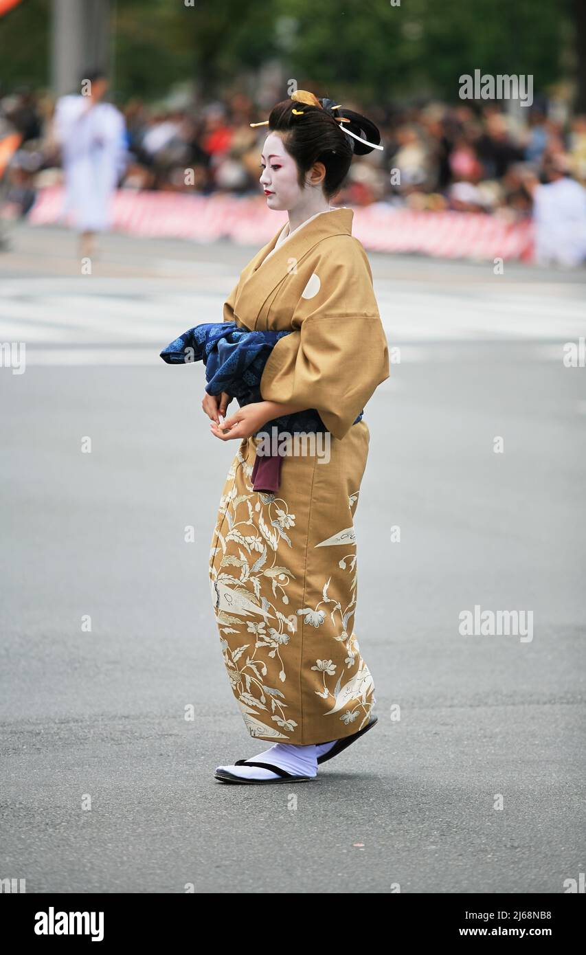 Kyoto, Japan - October 22, 2007: An actress representing Ike Gyokuran a ...