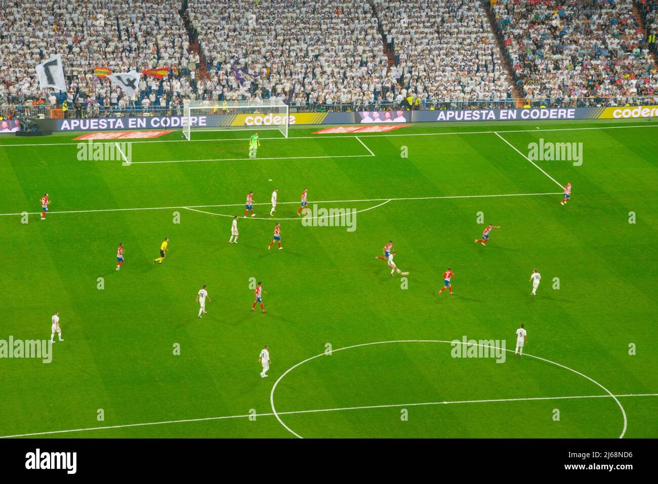 Santiago Bernabeu stadium during a football match. Madrid, Spain Stock ...