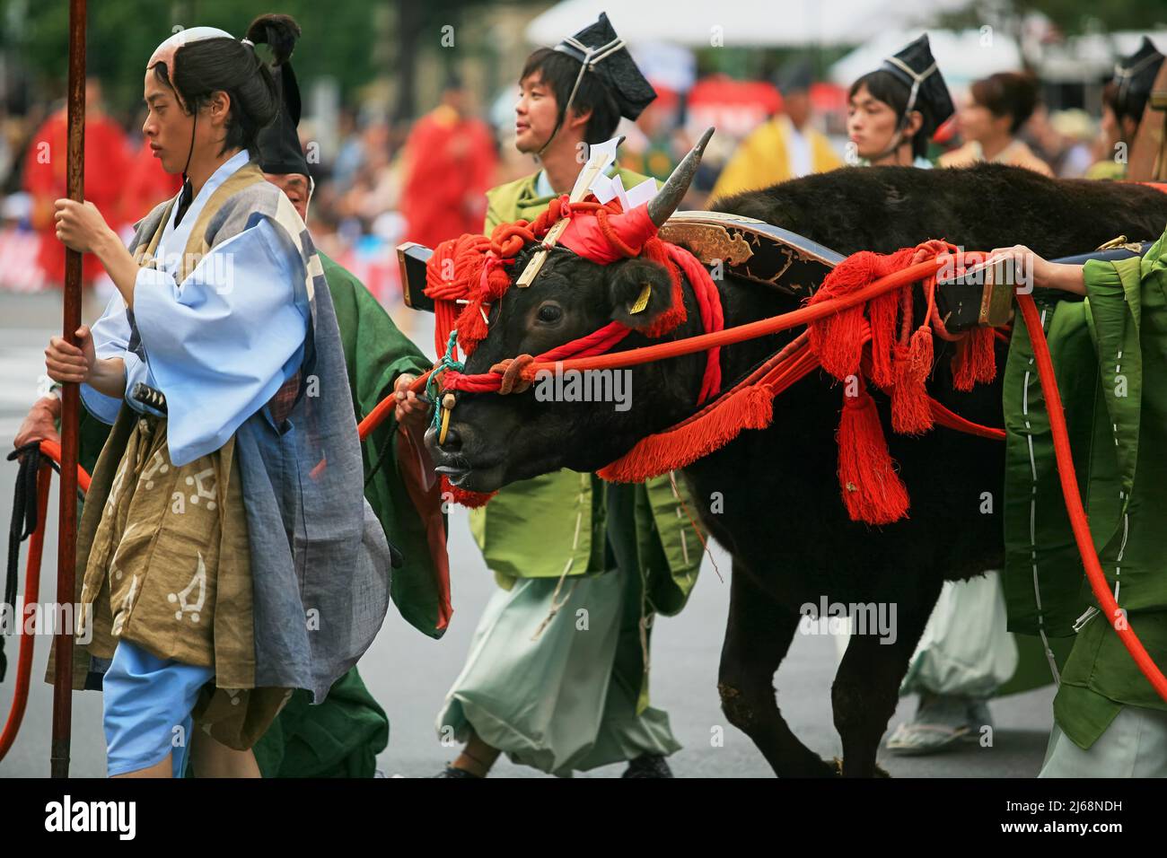 Kyoto, Japan - October 22, 2007: The view of the decorated ox drawning ...
