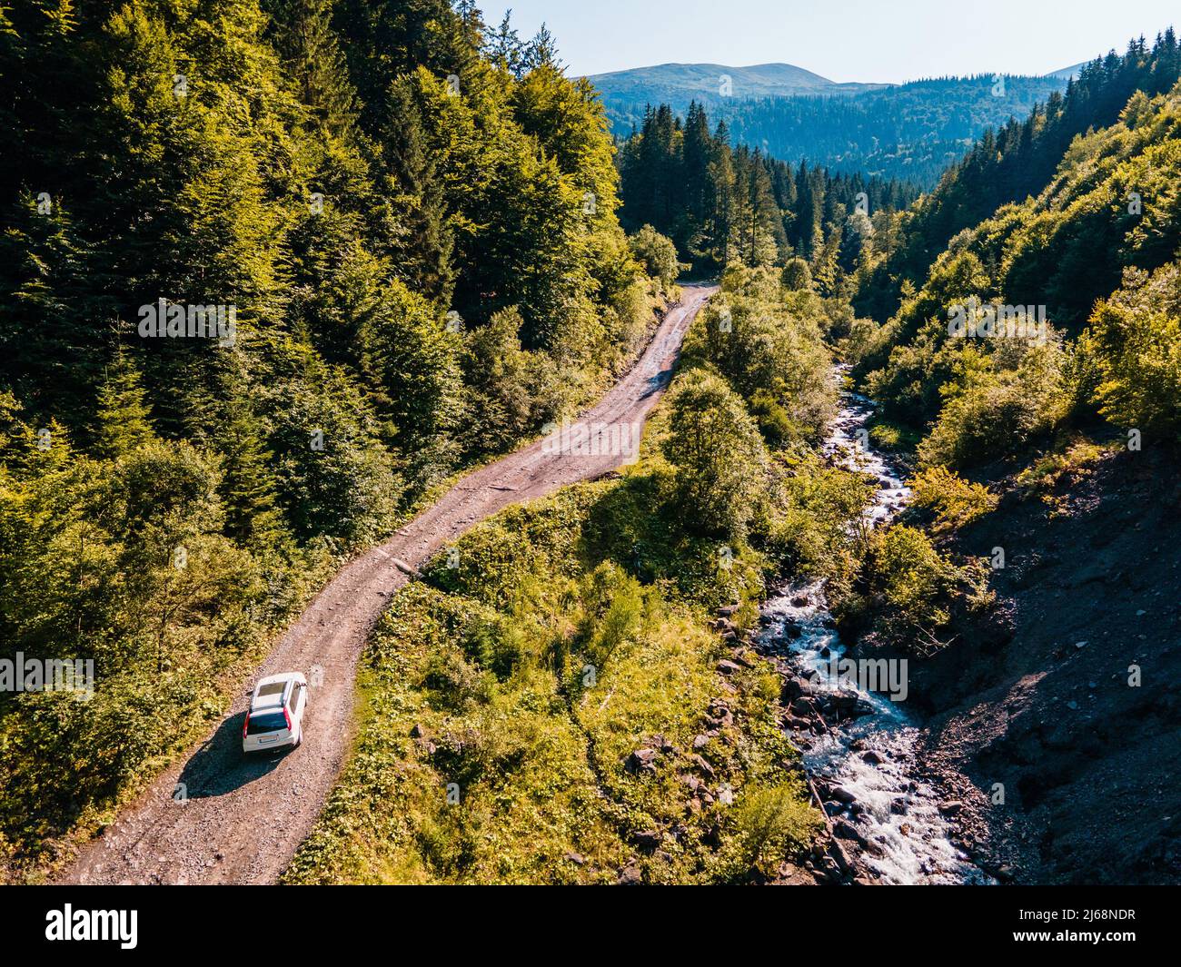suv car at off road. canyon in carpathian mountains. copy space Stock ...