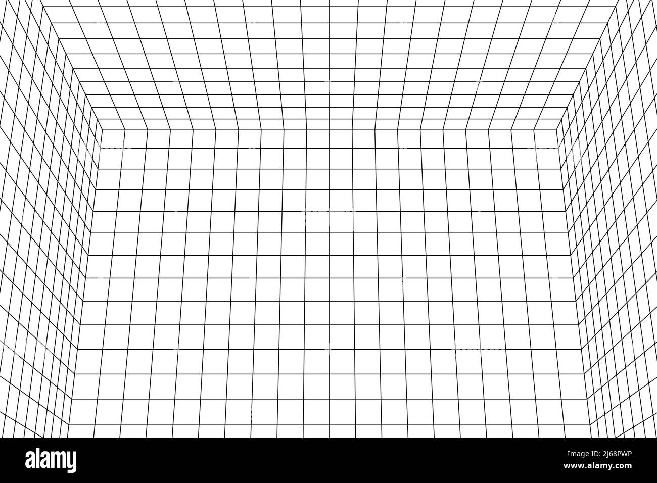 3D digital white and black three point perspective grid room. Empty ...