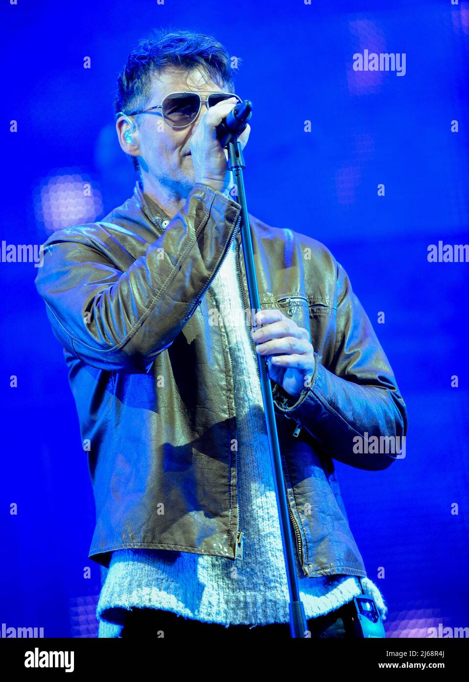 Morten Harket lead singer of A-ha pop band performs live on stage at ...