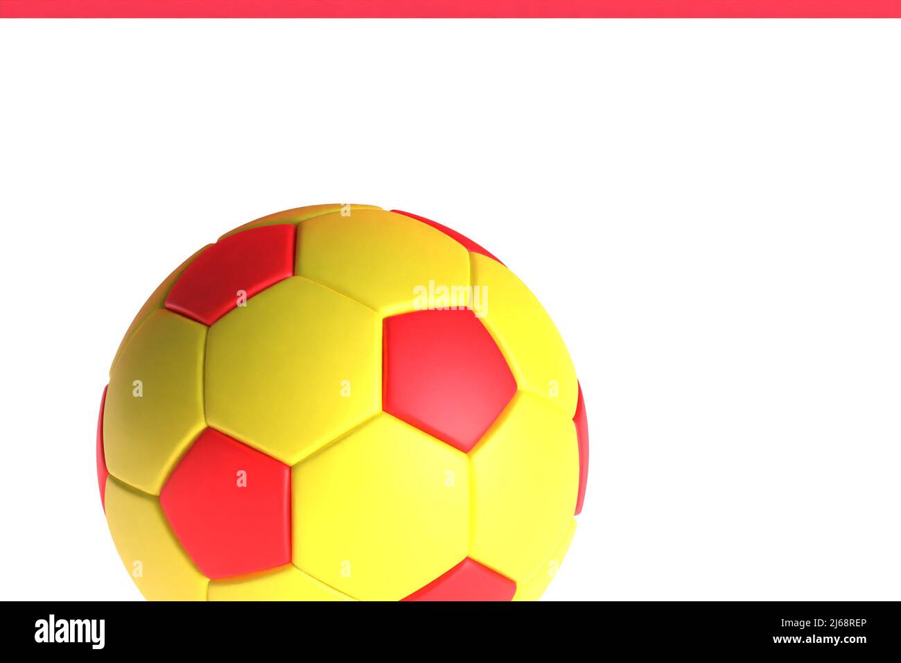football red an yellow ball on red and white background 3d rendering ...