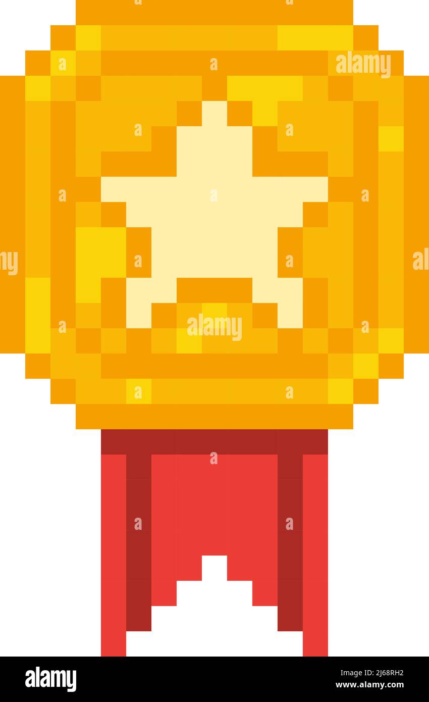Pixel art medal icon for 8bit game on white background Stock Vector ...