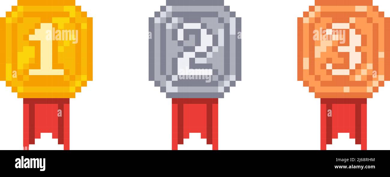 Set of medals in pixel art design Stock Vector Image & Art - Alamy