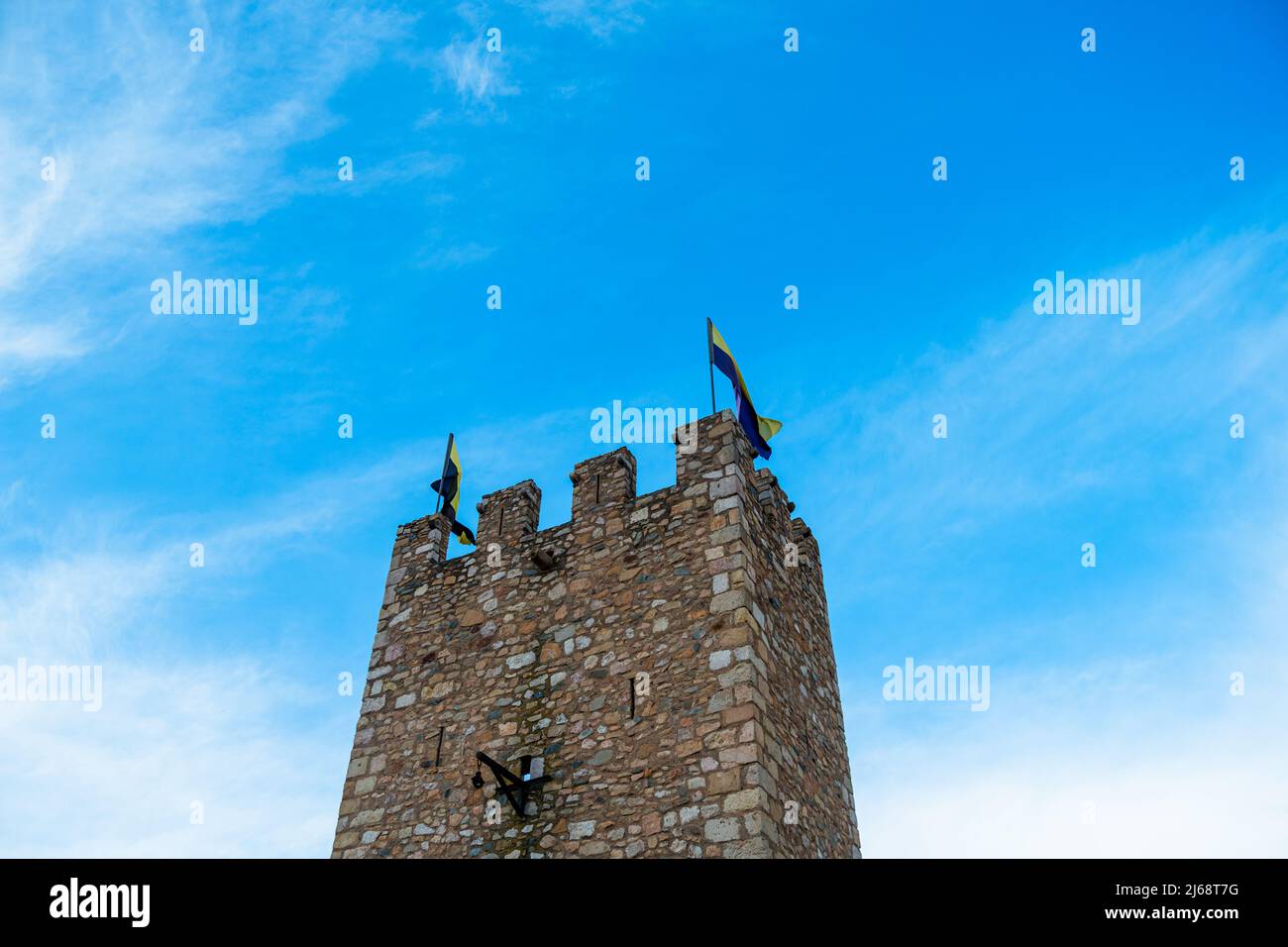 the medieval fair of Montblanc, with children playing as ancient ...