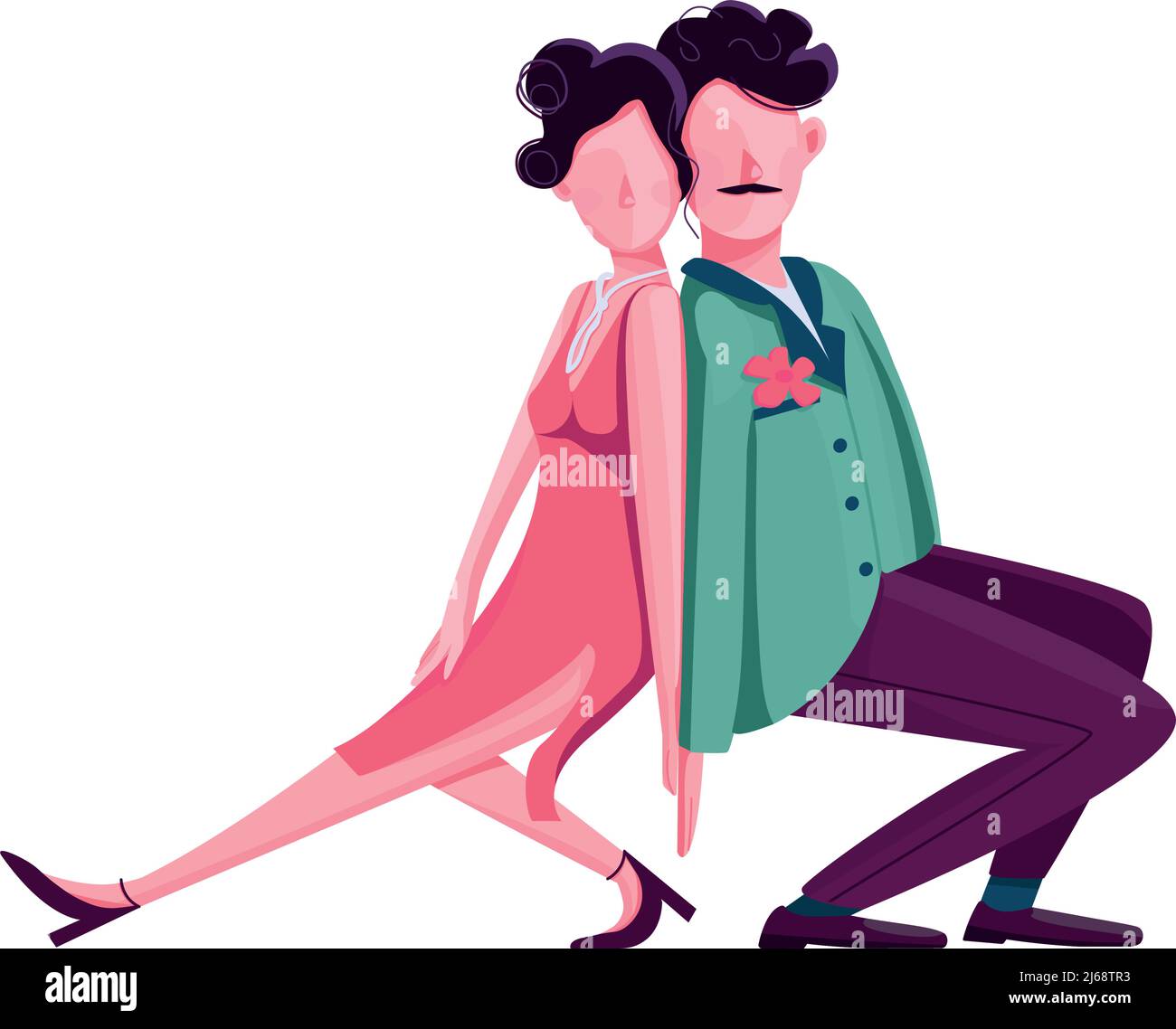 Couple performing tango dance semi flat color vector characters Stock ...