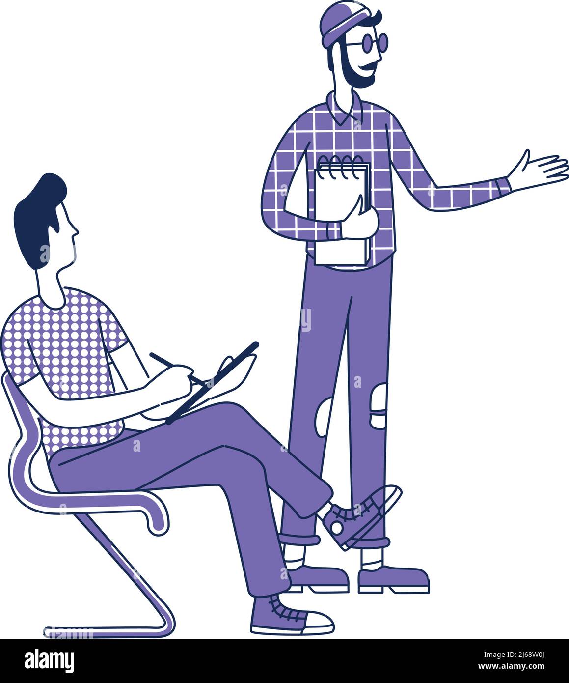 Colleagues discussing new product on meeting semi flat color vector ... Colleagues discussing new product on meeting semi flat color vector ...