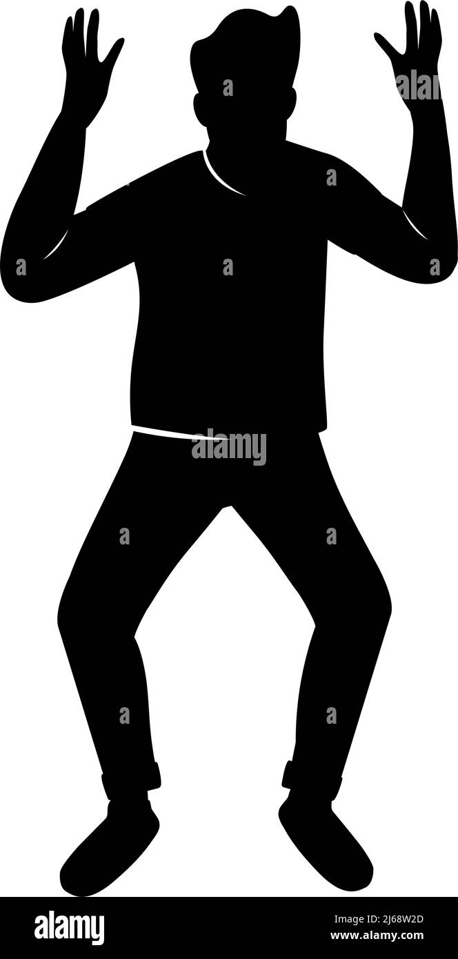 Young man standing in shock semi flat color vector character silhouette ...