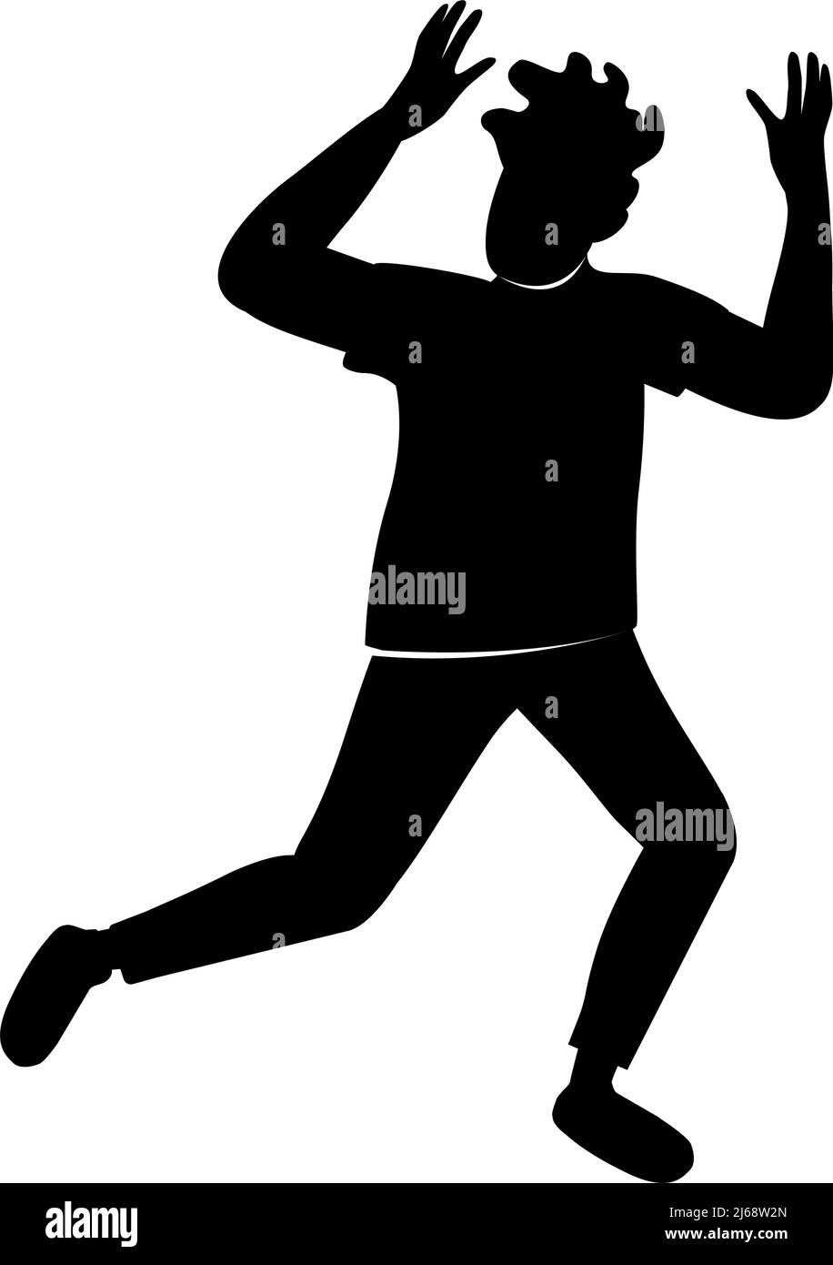 Young man running in panic semi flat color vector character silhouette ...