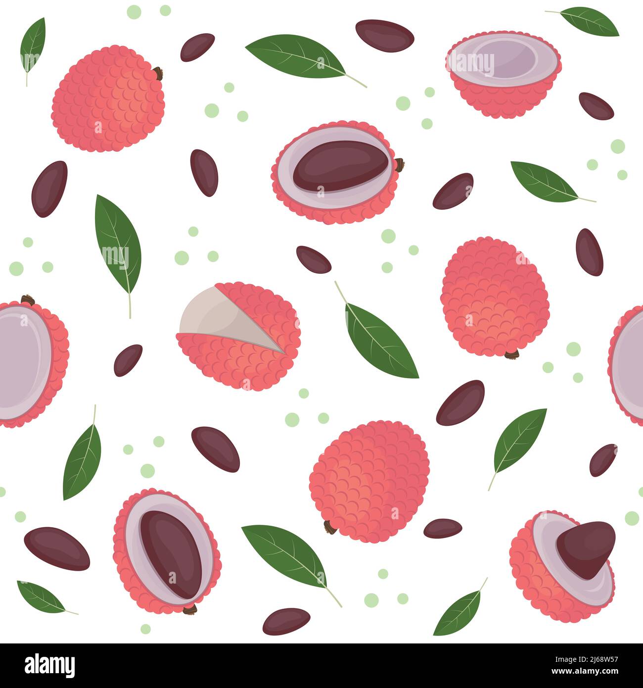 Tropical Lychee fruit pattern, color isolated vector illustration Stock ...