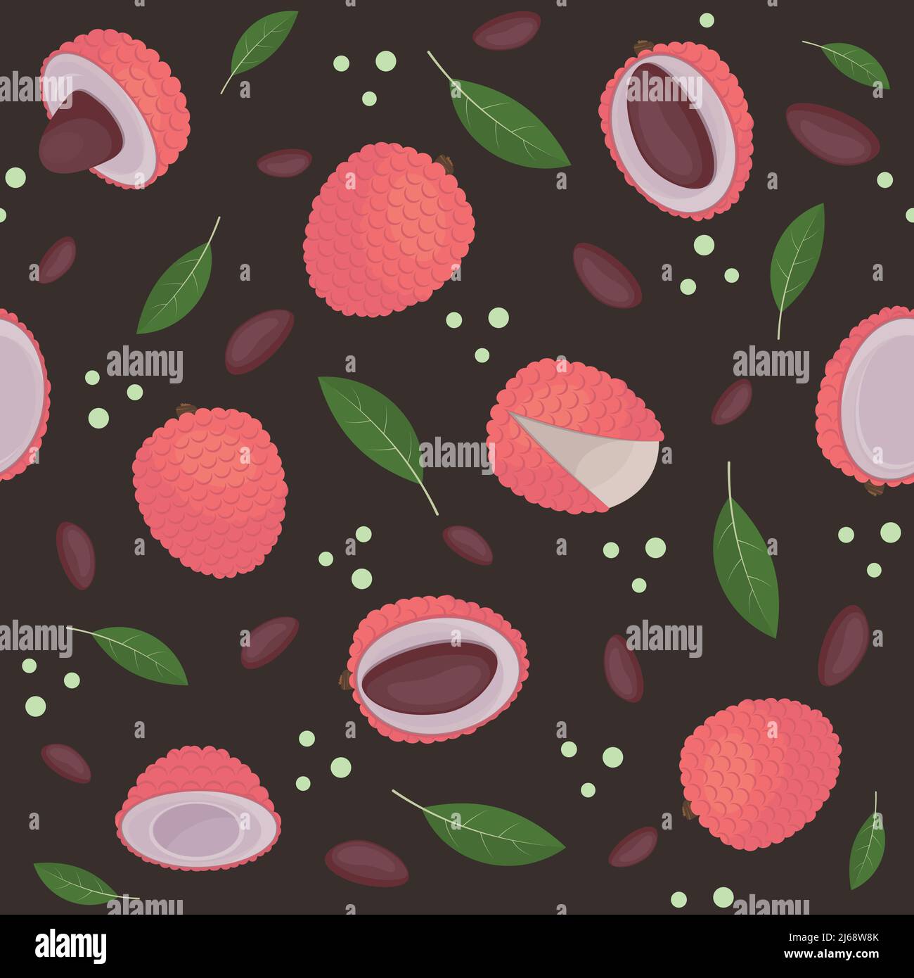 Tropical Lychee fruit pattern, color isolated vector illustration Stock ...