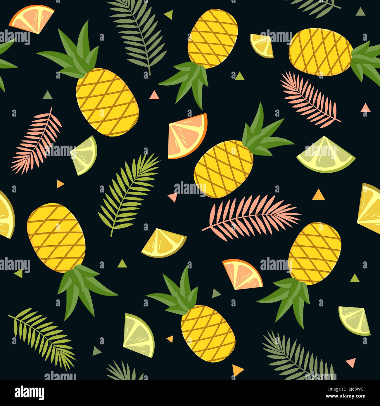 Fruit Pattern of pineapples, color vector illustration Stock Vector ...