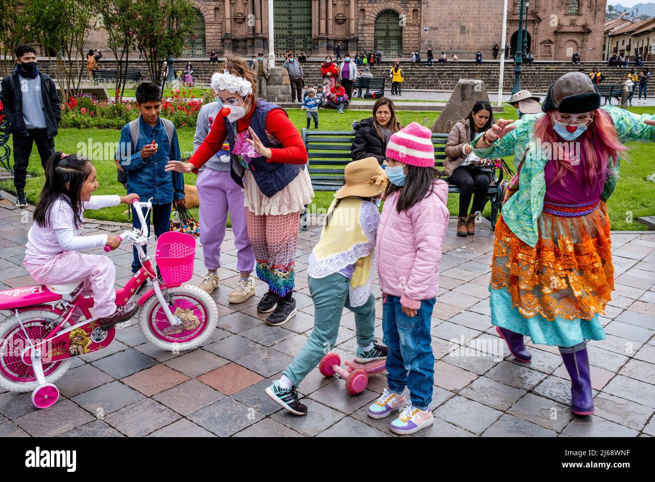Street Entertainers In Plaza De Armas, Cusco, Cusco Province, Peru ...