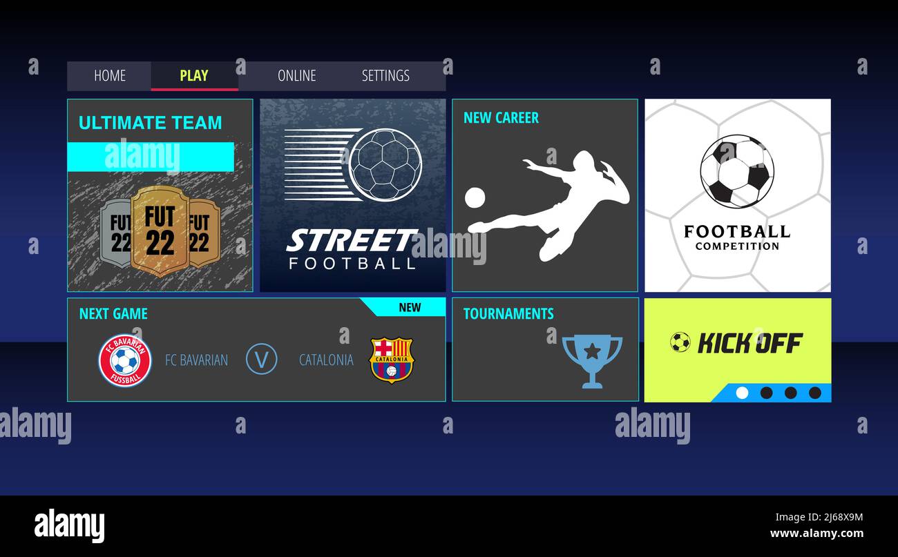 Graphic Template for menu in sport bet website, football application or ...