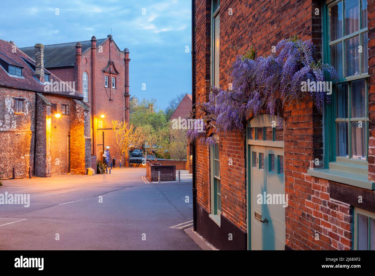 Dawn at the Monastery in Norwich historic centre, Norfolk, England ...