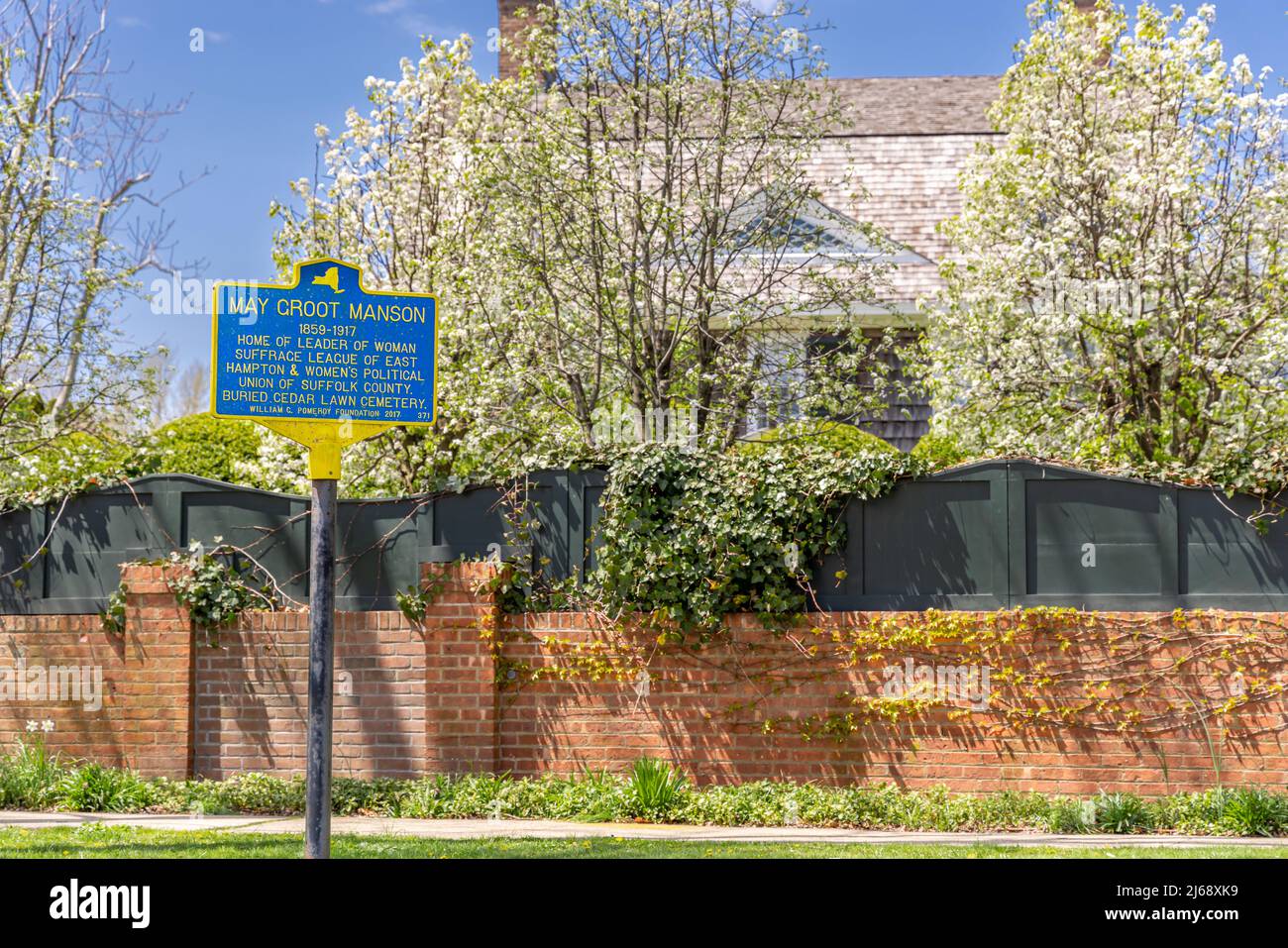 Historical marker in front of the May Groot Mason Home Stock Photo - Alamy