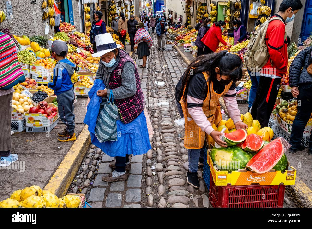 Local People Shopping For Fresh Fruit and Vegetables At An Outdoor ...