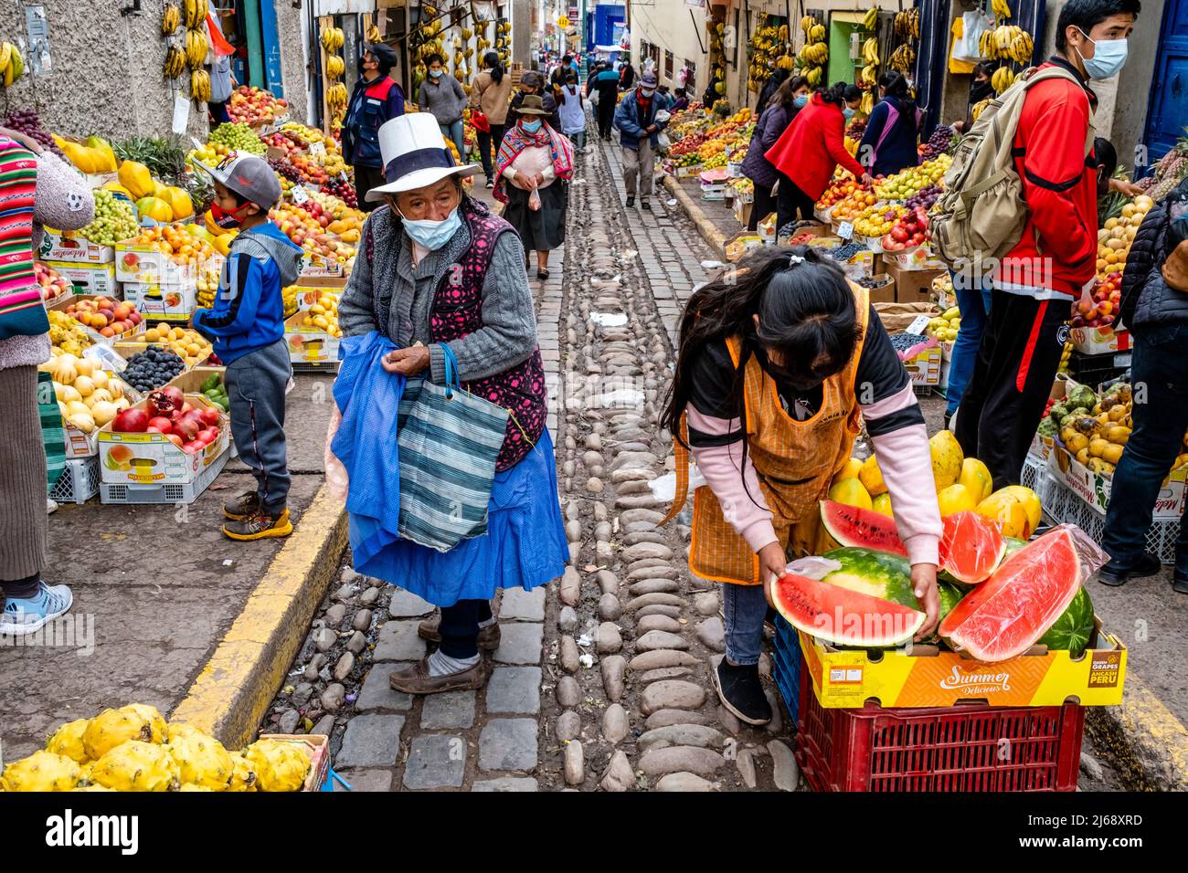 Local People Shopping For Fresh Fruit and Vegetables At An Outdoor ...